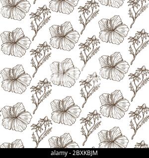 Floral seamless pattern. Flower outline background. Floral decorative ...