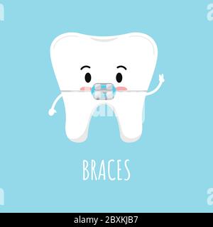 Dental brace emoji vector design. Orthodontic braces with 3d tooth ...