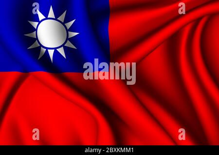 3d rendering of an old Taiwan flag waving Stock Photo - Alamy