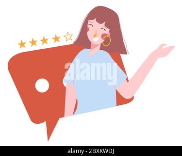 Young women give testimonial comments and positive ratings on the ...