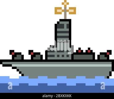 vector pixel art warship isolated Stock Vector Image & Art - Alamy
