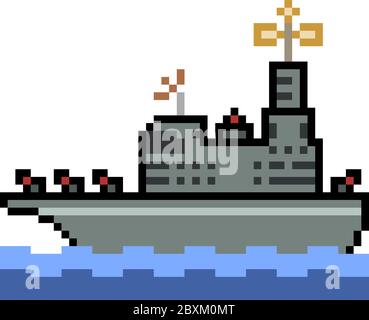 vector pixel art warship isolated Stock Vector Image & Art - Alamy