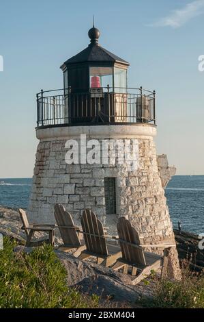 Adirondack Chairs in front of Castle Hill Lighthouse, Newport, Rhode ...