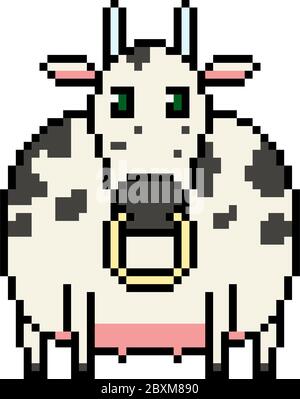 Cow pixel art. 8 bit farm animal cartoon. vector illustration Stock Vector Image & Art - Alamy