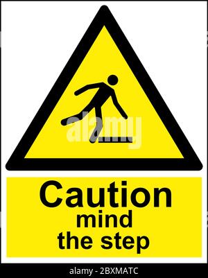 Mind your step hazard warning sign Stock Photo - Alamy