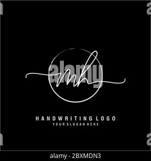 Initial Letter MH Logo - Hand Drawn Signature Style Logo - Vector Logo ...