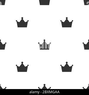 Seamless ornament with black crowns and royal lily on white background ...
