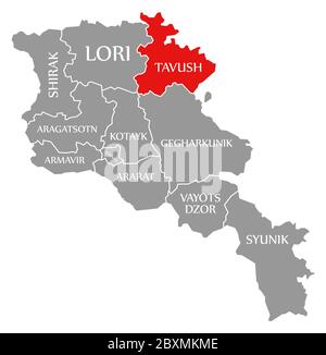 Area of Tavush, province of Armenia, isolated on a solid background in ...