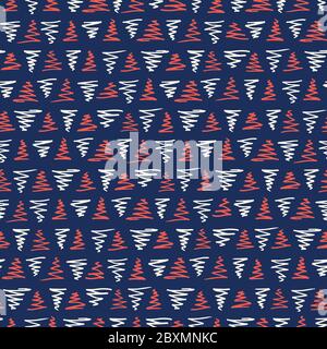 Playful Doodle Red and White Geometric Vector Seamless Pattern with ...