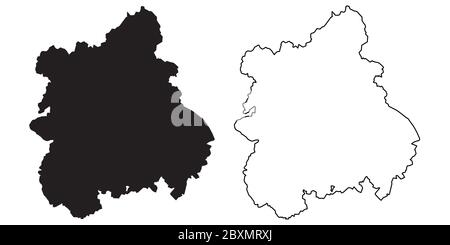 West Midlands England Map black inverted silhouette Stock Vector Image ...