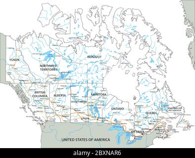 High detailed Canada road map with labeling Stock Vector Image & Art ...