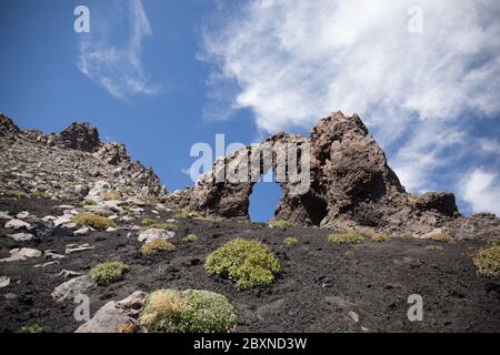 Etna volcano detail - Arco di Tufo in Valle del Bove, rock formation ...