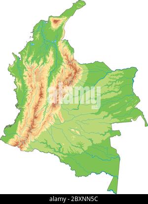 High detailed Colombia physical map with labeling Stock Vector Image ...