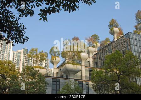 1000 Trees Complex in Shanghai, China. 1000 Trees is a tree-covered ...