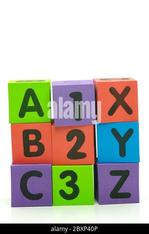 ABC and XYZ alphabet blocks isolated on white background. Preschool and ...