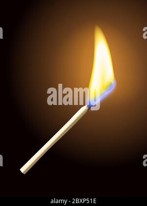 Realistic fire match stick burning step by step. Flame matches, burned ...