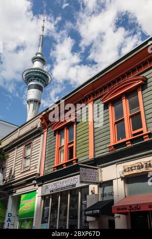 Victoria Street and Sky Tower in Auckland CBD, Auckland City, Auckland ...