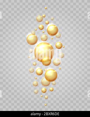 Set of realistic glossy gold bubbles isolated on white background ...