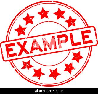 Grunge red draft with star icon round rubber seal stamp on white ...