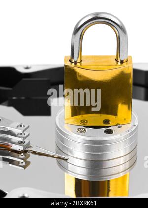 Computer harddrive and lock Stock Photo - Alamy
