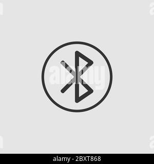 Bluetooth icon flat. Black pictogram on grey background. Vector ...