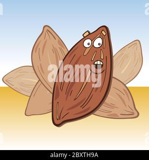 Cartoon illustration of funny almond Stock Photo - Alamy