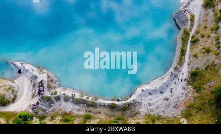 Aerial view Shadwell Quarry near Much Wenlock in Shropshire England ...