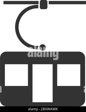Ropeway cabines. Black flat icon on a transparent background. Pictogram ...