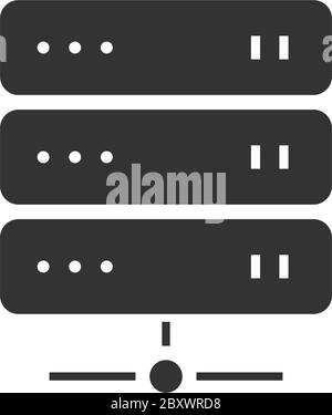 Datacenter Icon. White on Black Background Design. Vector Illustration ...
