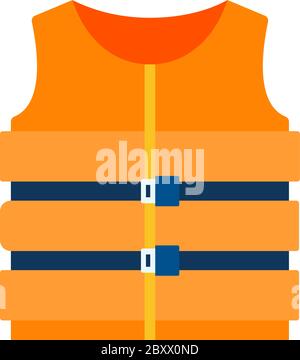 Vest rescue boat icon flat vector. Sea life. Search safety isolated ...