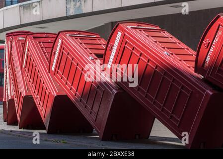 Red telephone box sculpture 'Out of Order', Kingston upon Thames, Royal ...