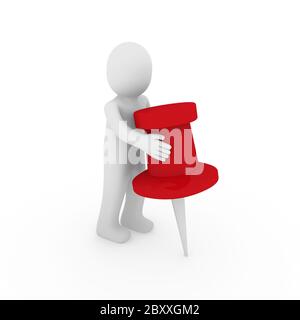 3d human man red tack Stock Photo - Alamy