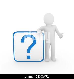 3d man question mark blue Stock Photo - Alamy