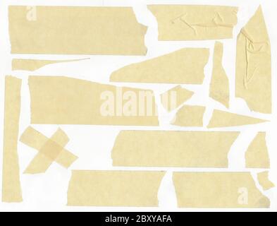 Piece of adhesive paper masking tape on a white background with copy ...