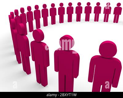 Team, teamwork, unity and collaboration. Pink spheres forming a ...