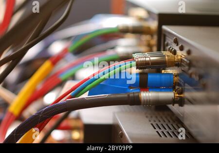 Home movie theater cables Stock Photo - Alamy