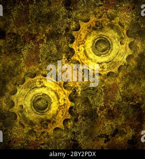 Old gears. Dark grunge background Stock Photo - Alamy