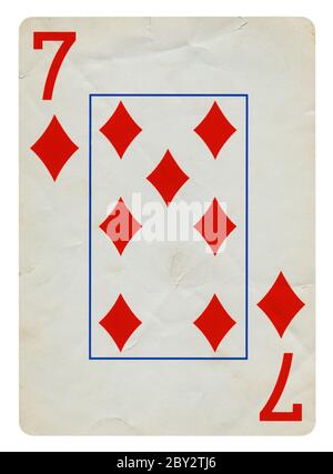 Seven of Diamond playing card - isolated on white (clipping path ...