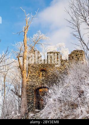 Castle ruins of Andelska Hora, aka Engelsburg, near Karlovy Vary, Czech ...