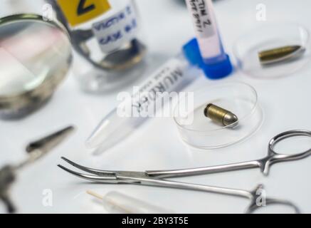 bullet in ballistic Laboratory, conceptual image Stock Photo - Alamy