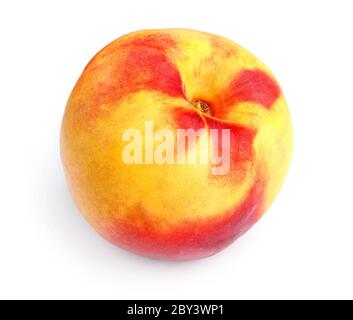 One big ripe peach on a wooden background Stock Photo - Alamy