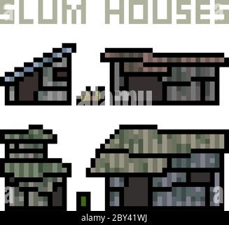 vector pixel art slum house isolated Stock Vector Image & Art - Alamy