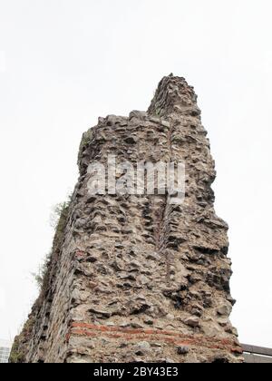 London Wall, Roman London Wall for the town of Londinium. Tower of ...