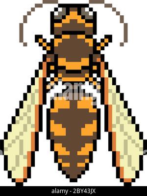 Bee pixel art 8 bit pattern seamless. pixelated honeybee 8bit vector background Stock Vector ...