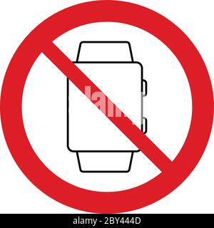 No watch vector. Not allow no smart watch. The red circle prohibiting ...