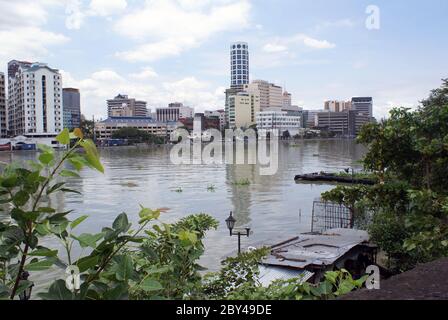 The Pasig River in Manila, the Philippines, with Intramuros Bridge in ...