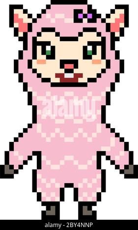 vector pixel art alpaca isolated cartoon Stock Vector Image & Art - Alamy