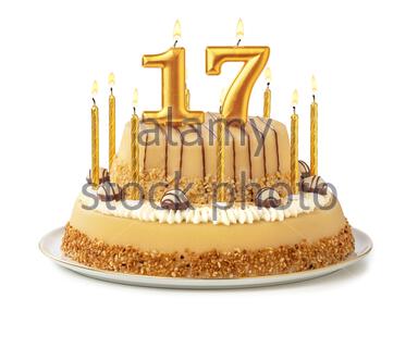 Birthday candles number seventeen isolated on white background Stock ...