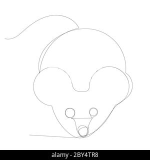 Continuous one line drawing of rat or mouse. Vector Stock Vector Image ...