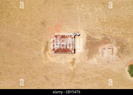 Aerial view of the iconic Burra homestead in South Australia, which is ...